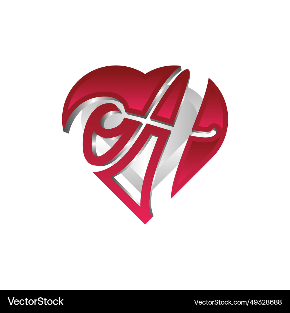 Letter a with love logo design template Royalty Free Vector