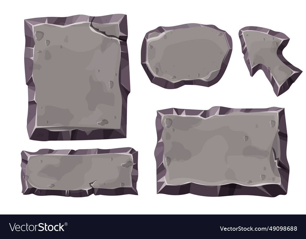 Set Stone Game Menu Panels Textured Ui Frames Vector Image