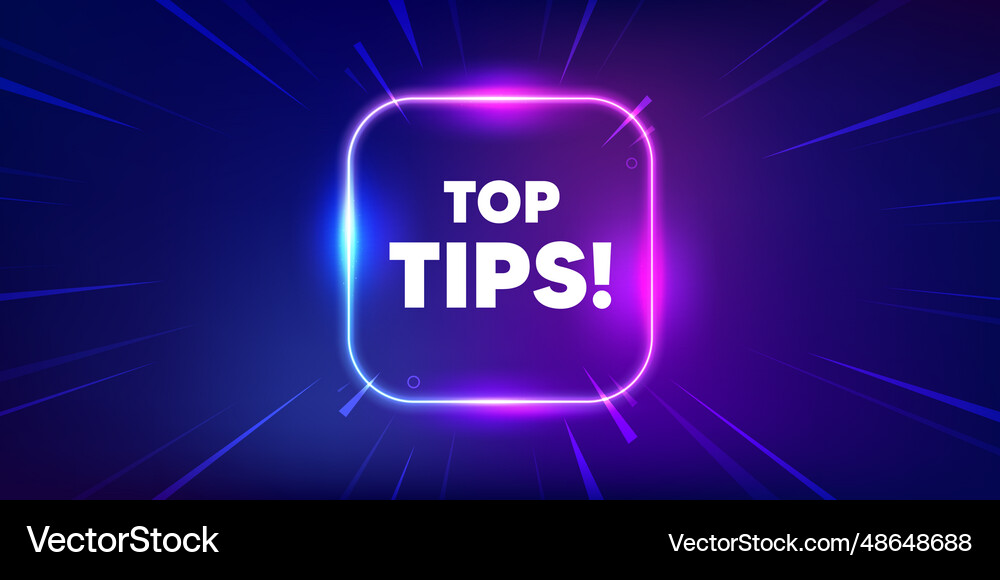 Top tips symbol education faq sign neon light Vector Image