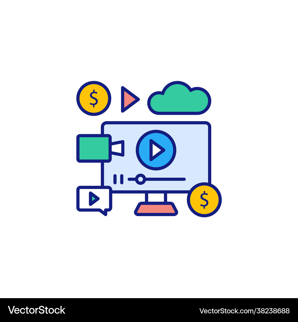 Video marketing icon in logotype Royalty Free Vector Image