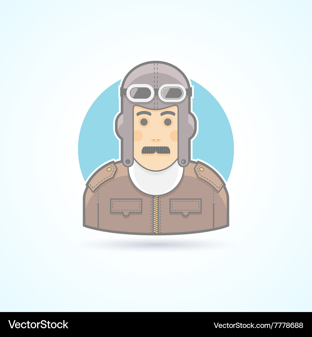 Vintage pilot man airman outfit example icon Vector Image