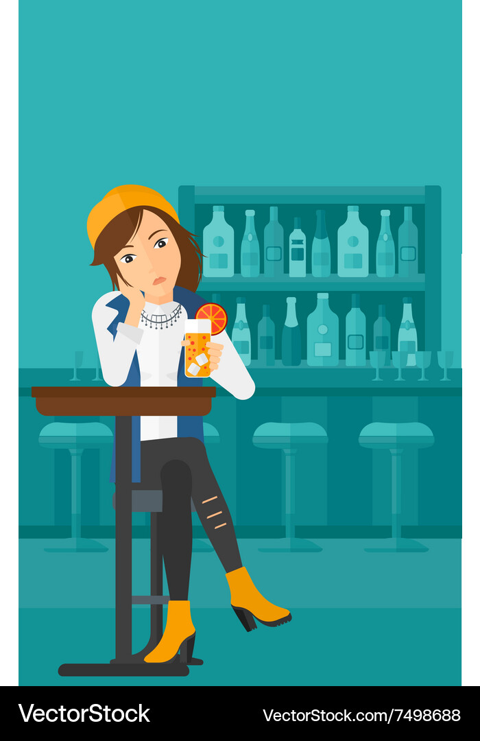 Woman sitting at bar Royalty Free Vector Image