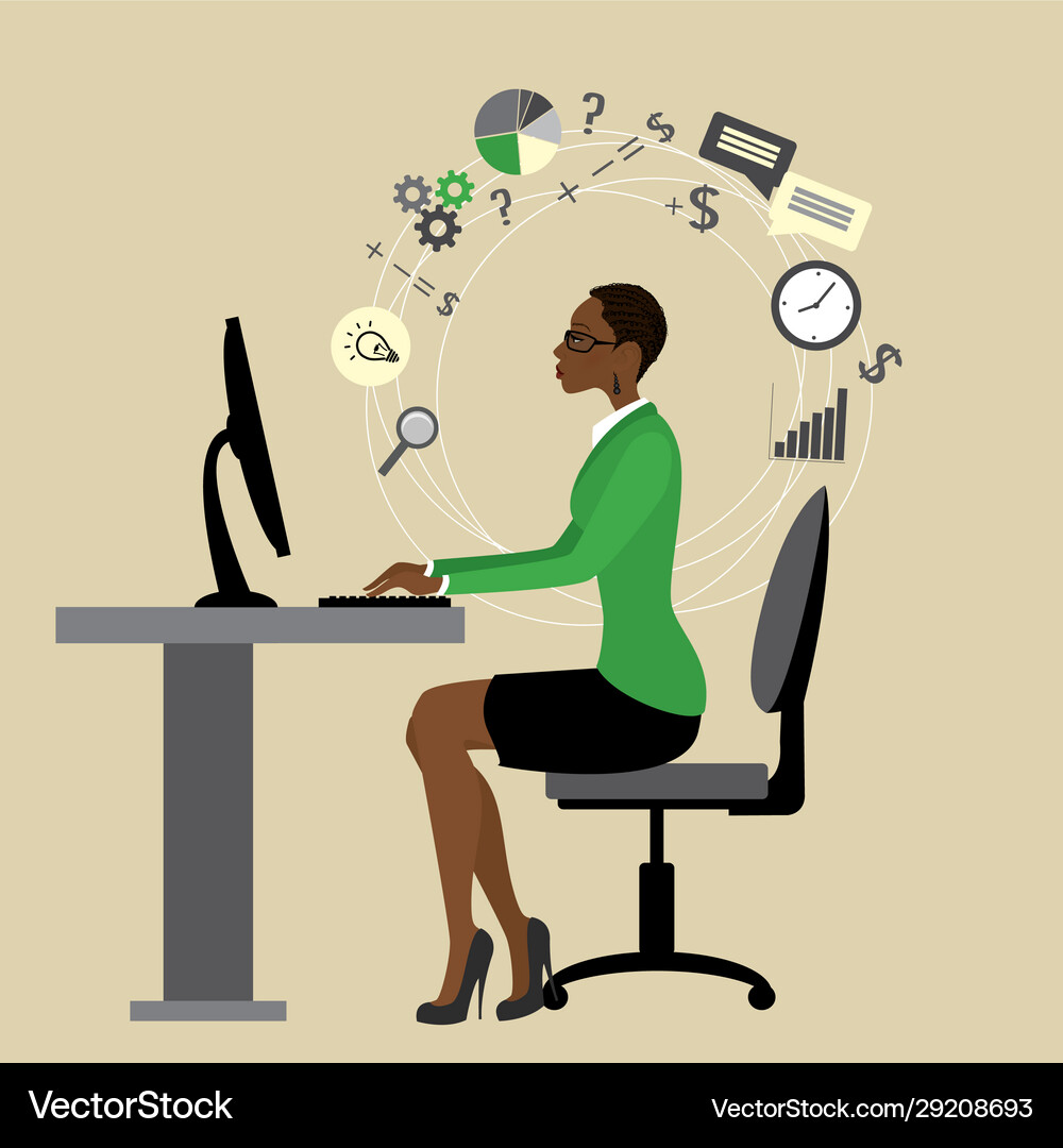 Business woman or office worker working Royalty Free Vector