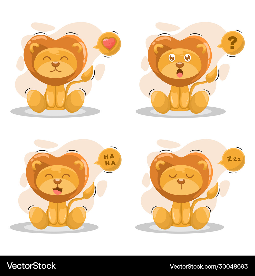 Cute lion emoticon cartoon Royalty Free Vector Image