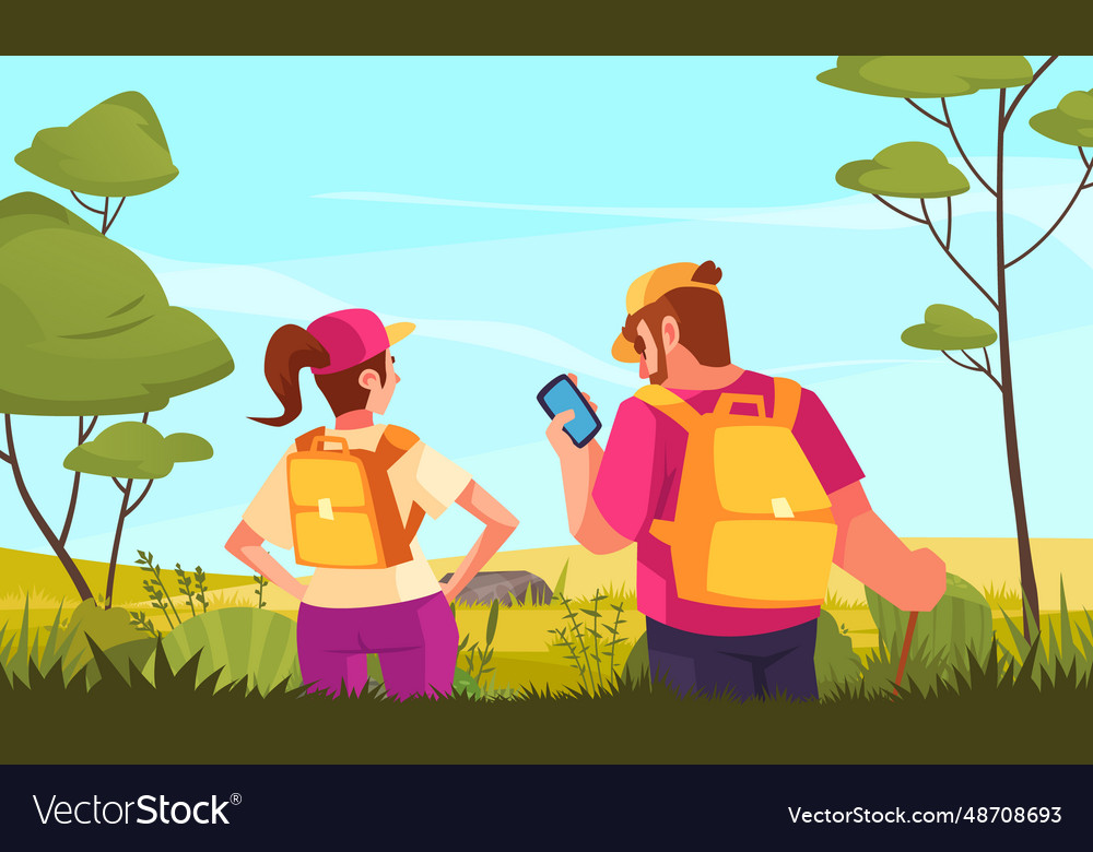 Hiking flat Royalty Free Vector Image - VectorStock