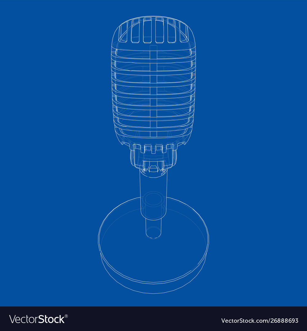 Outline vintage microphone Royalty Free Vector Image