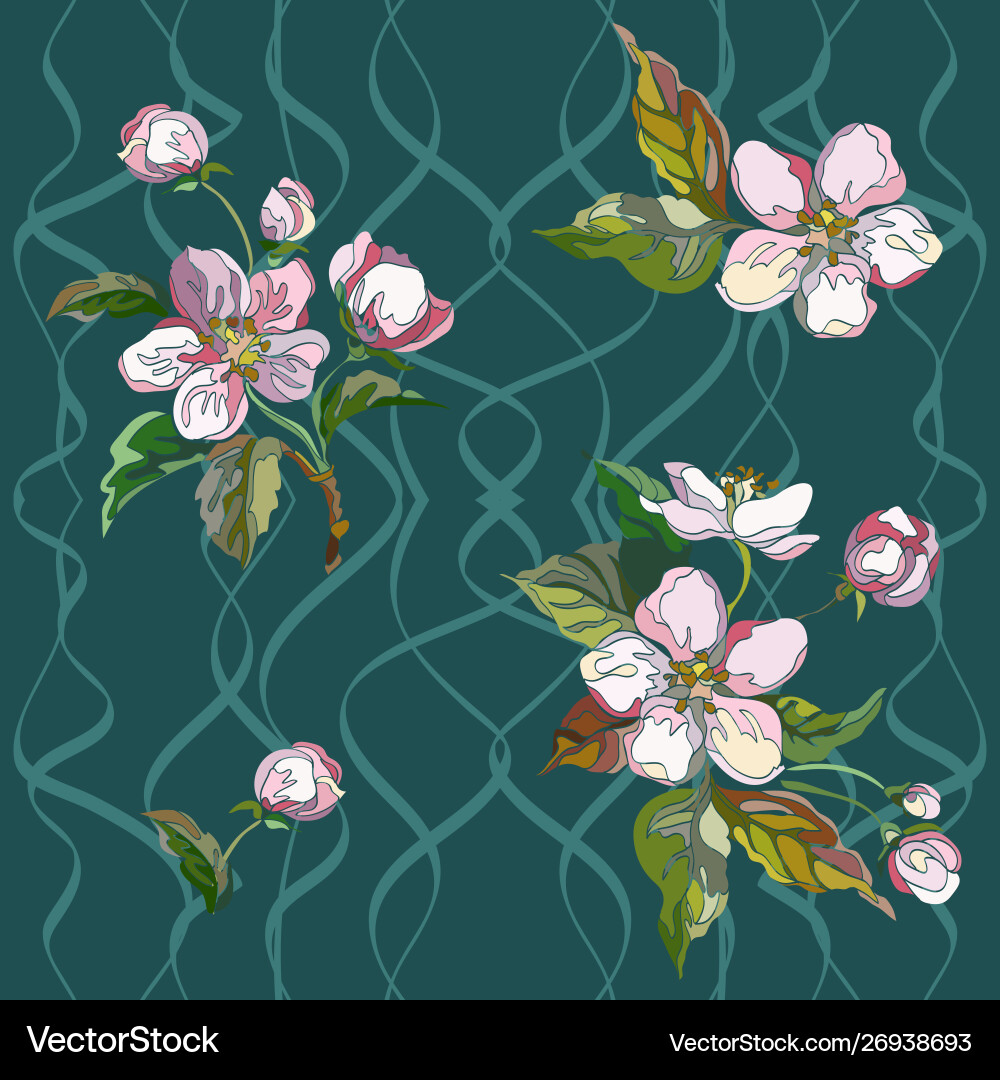 Pattern apple flowers Royalty Free Vector Image