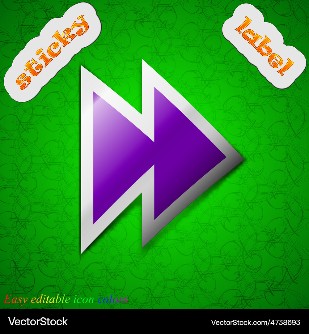 Rewind icon sign symbol chic colored sticky label Vector Image