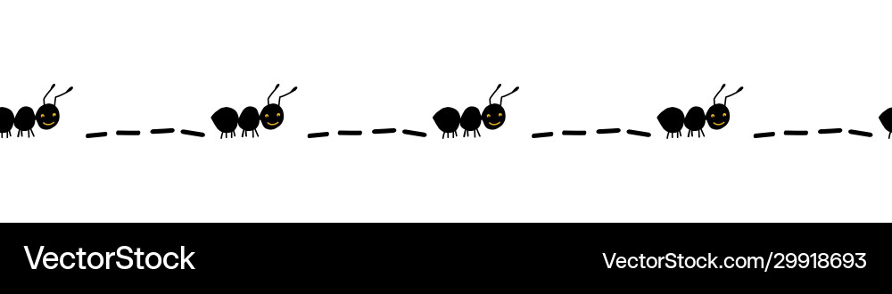 Seamless border with hand drawn ants black worker Vector Image
