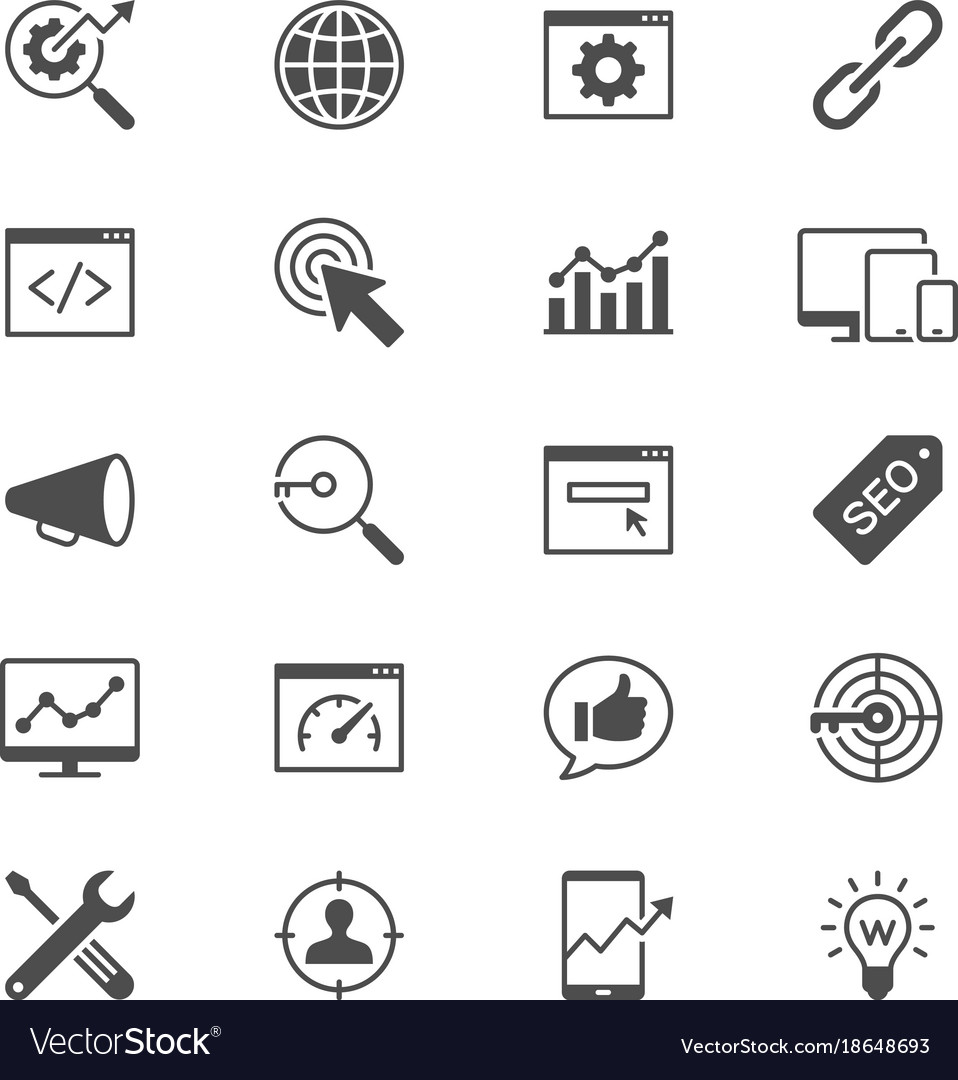 Search engine optimization flat icons Royalty Free Vector