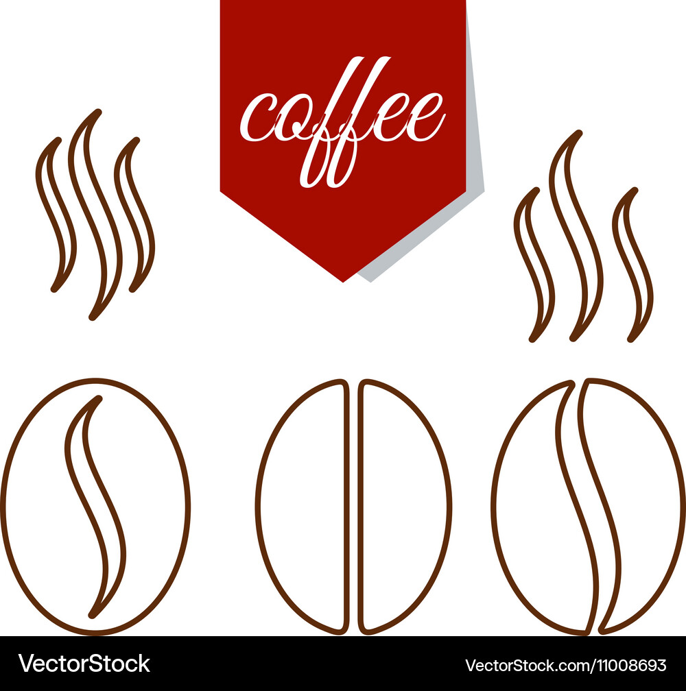 Set of coffee beans lines Royalty Free Vector Image