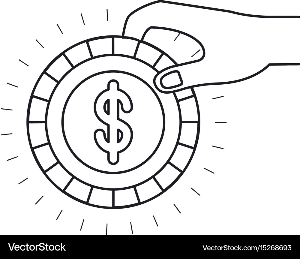 Silhouette side view hand holding a coin Vector Image