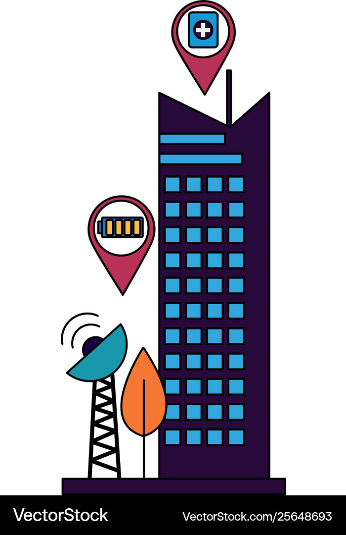 Smart city antenna signal connection Royalty Free Vector