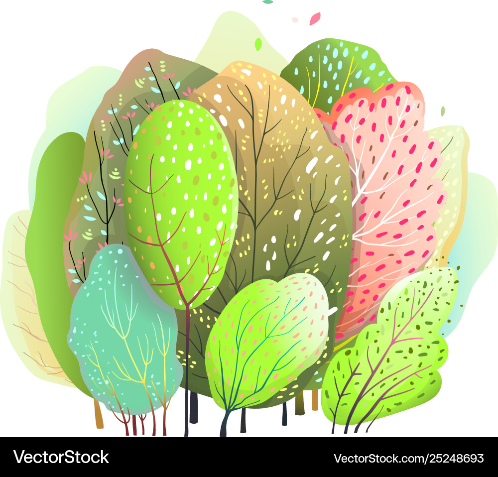 Trees forest hand drawn watercolor style Vector Image