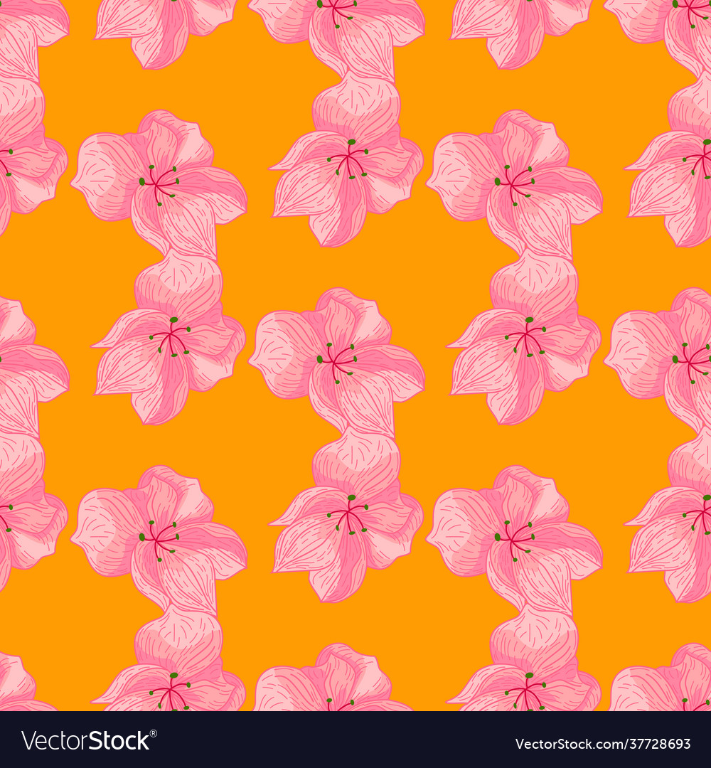 Vintage botanic seamless pattern with random pink Vector Image