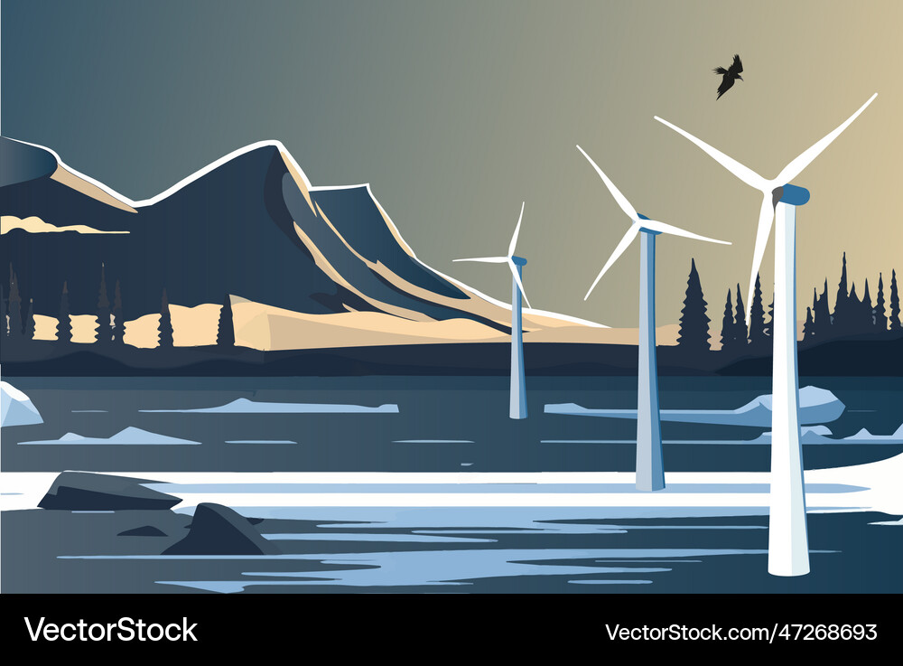 Wind power plant and factory Royalty Free Vector Image