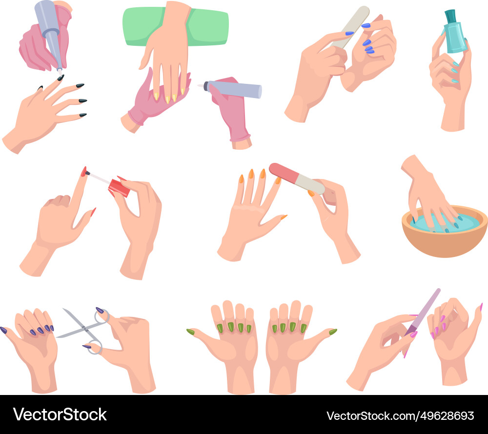 Woman hands manicure with polish nails exact Vector Image