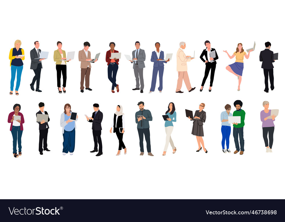 Business people with laptop digital tablet Vector Image