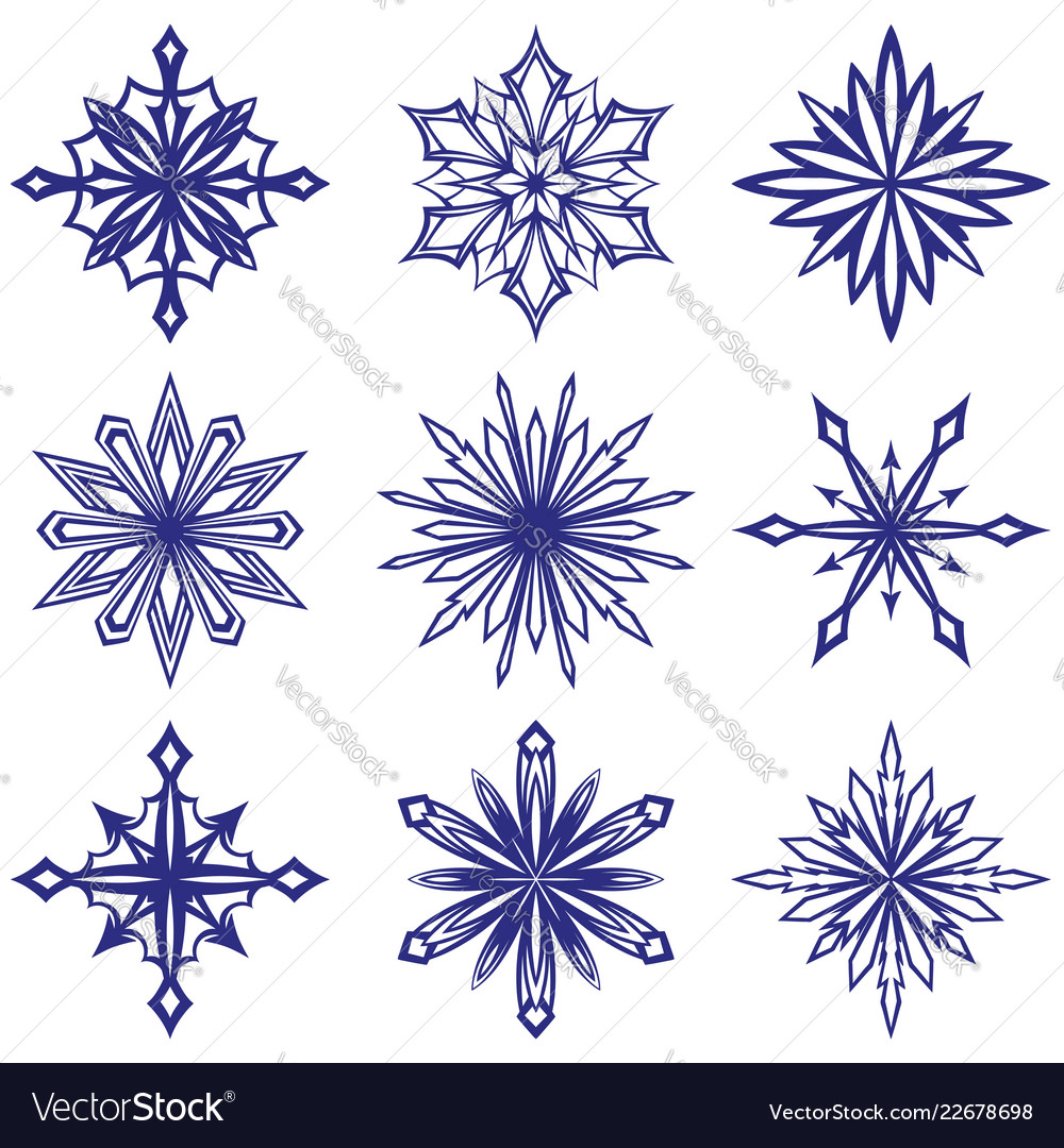 Collection of decorative snowflakes set winter Vector Image