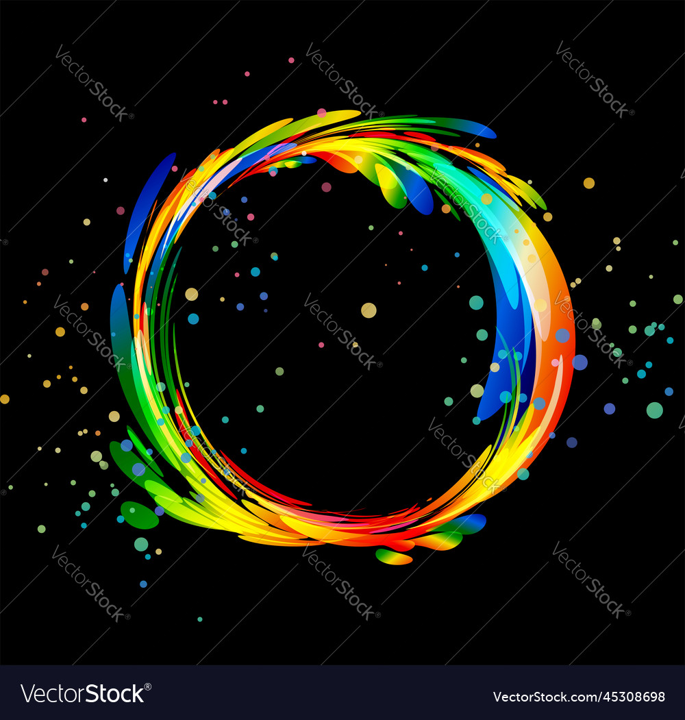 Colored circle splash on black background Vector Image