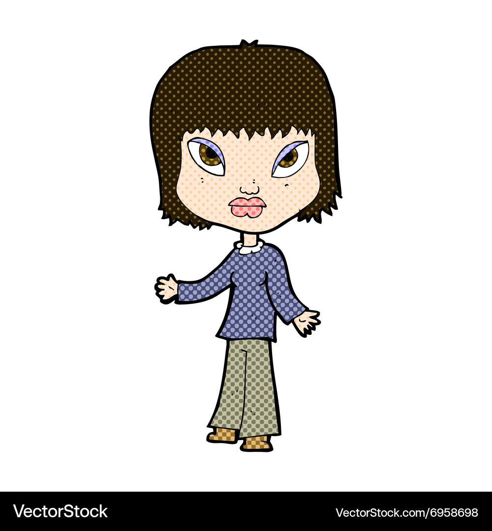 Comic cartoon woman with open arms Royalty Free Vector Image