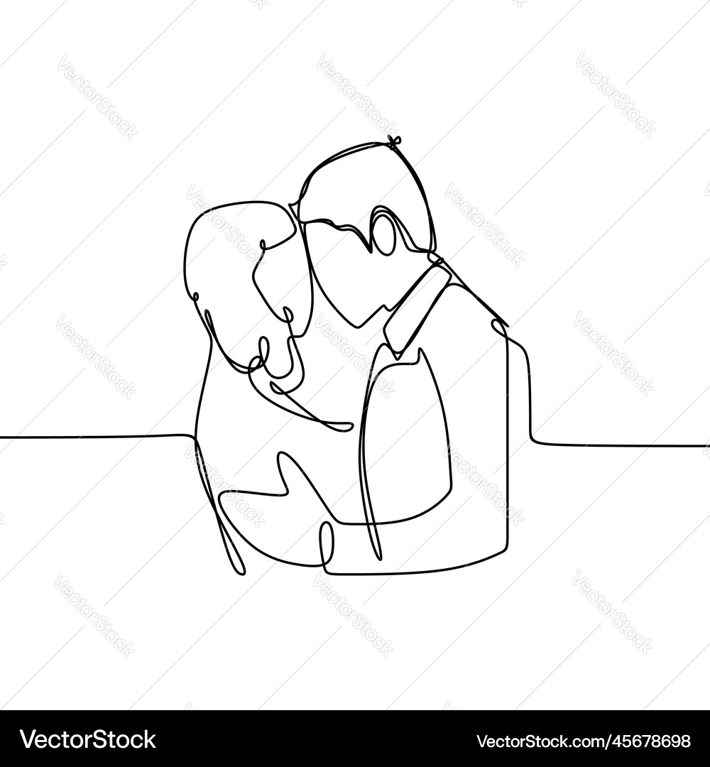 Couple in love with continuous one line drawing Vector Image