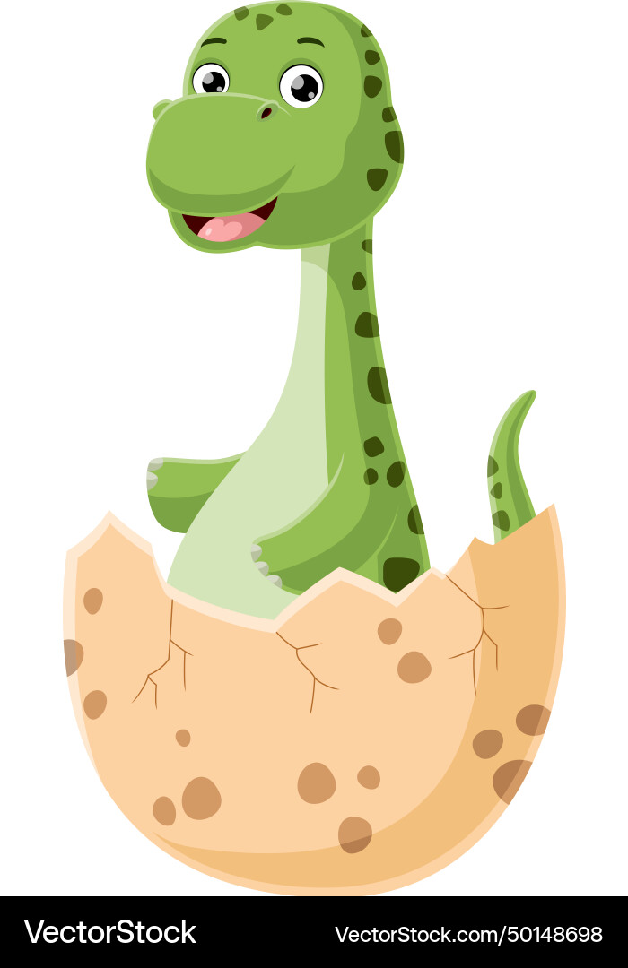 Cute baby brontosaurus cartoon hatching from egg Vector Image