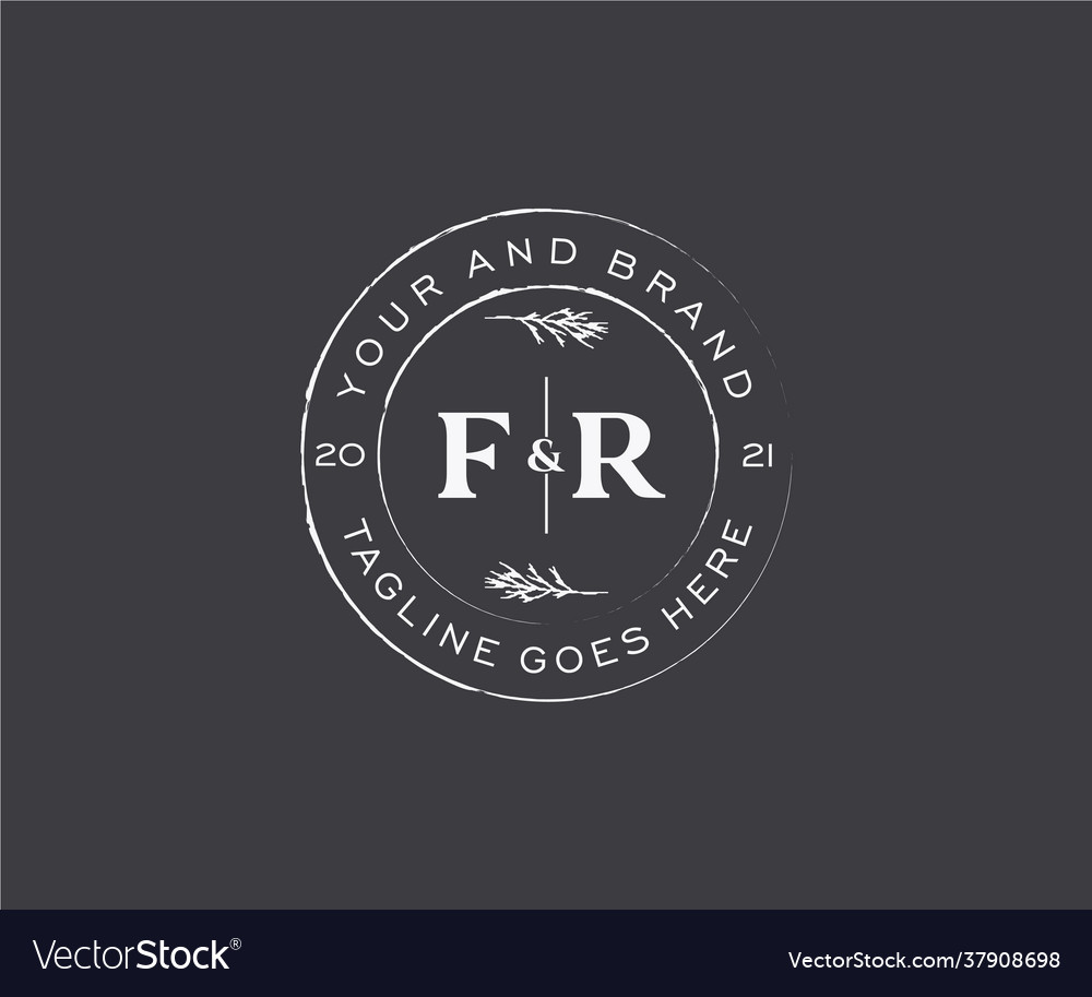 Initial fr letters floral frames botanical Vector Image Initial fr letters floral frames botanical Vector Image