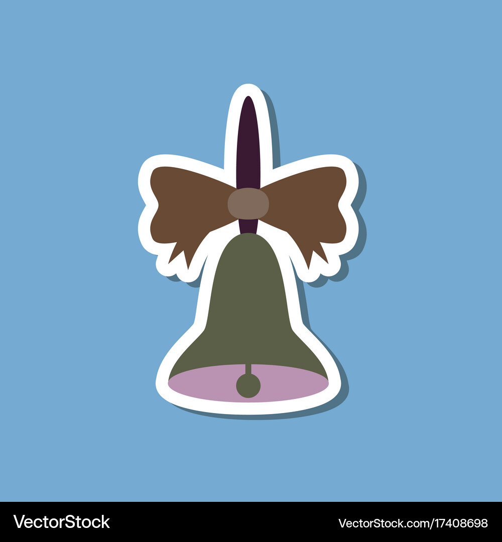 Paper sticker on stylish background school bell Vector Image