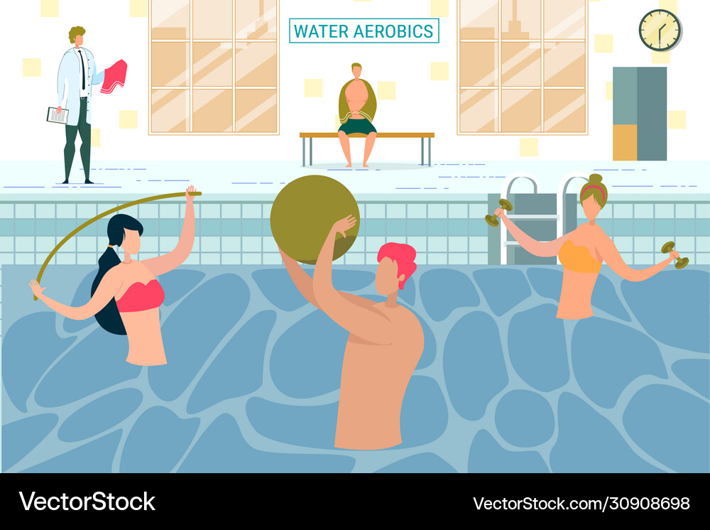 People doing water aerobics aqua exercising Vector Image