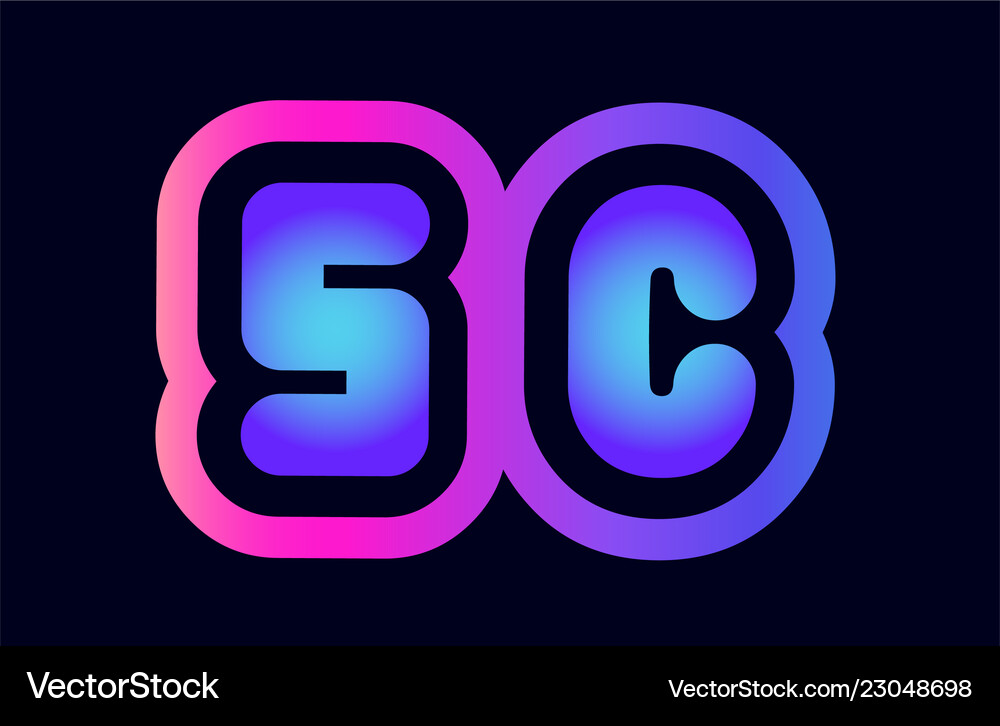 Sc s c pink blue gradient alphabet letter logo Vector Image