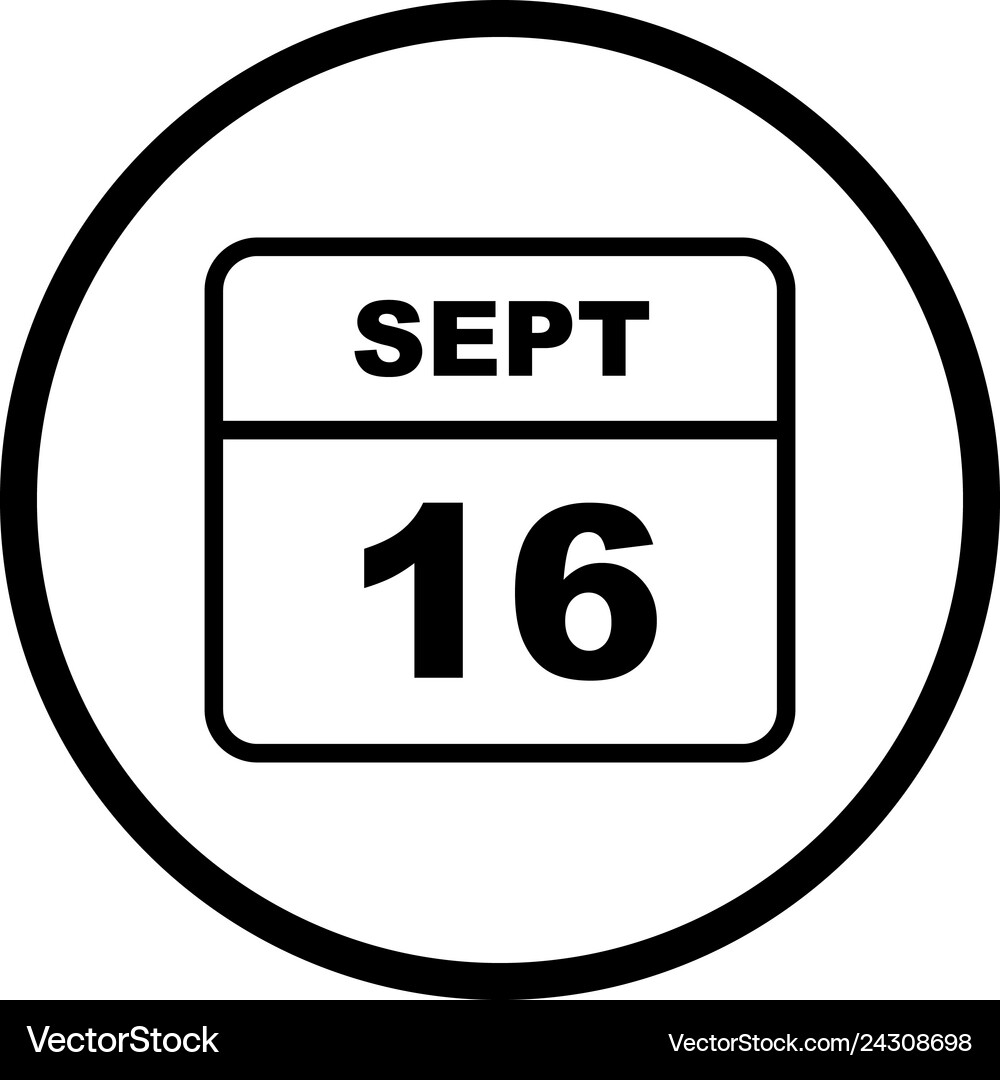 September 16th date on a single day calendar Vector Image