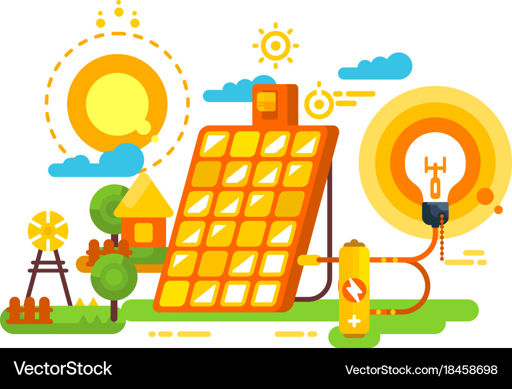 Solar battery for lighting and energy design Vector Image