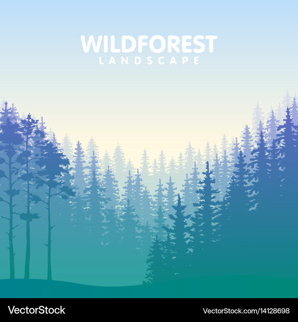 The blue wildforest landscape Royalty Free Vector Image