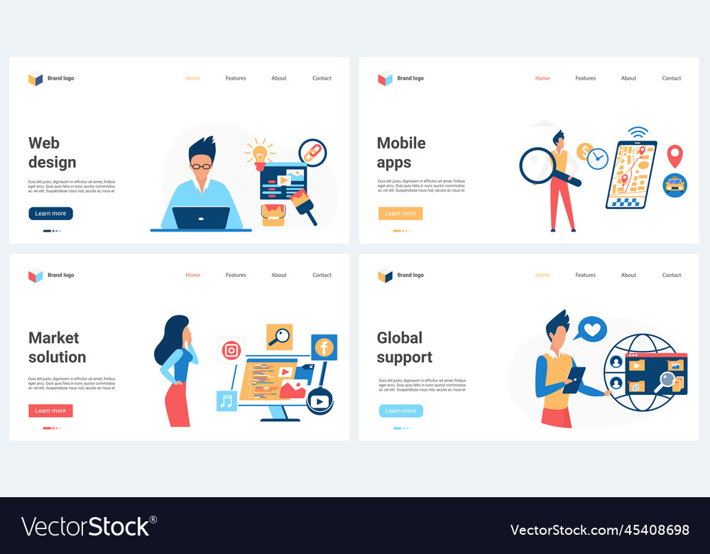 Web design global mobile application support Vector Image