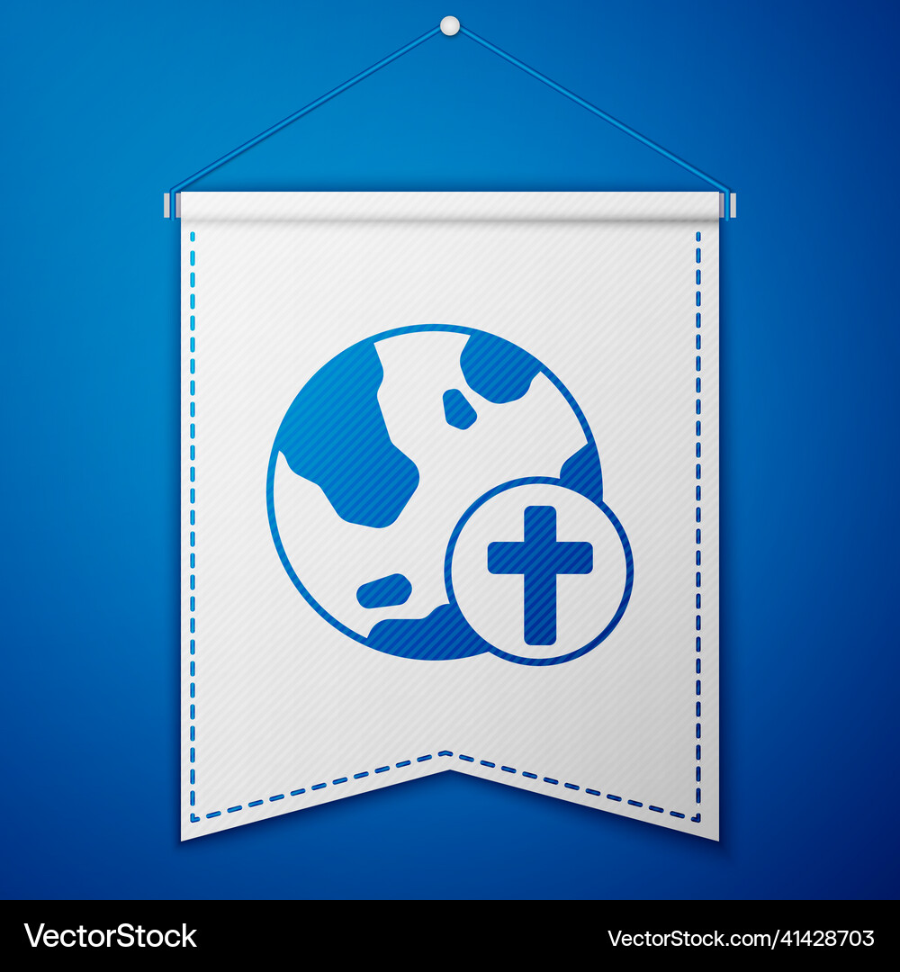 Blue christian cross with globe earth icon Vector Image