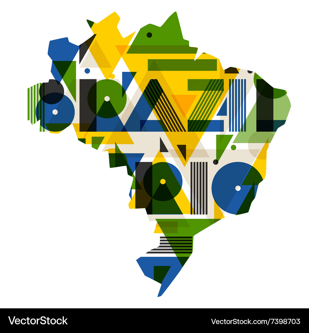 Brazil and Rio with map in abstract geometric Vector Image