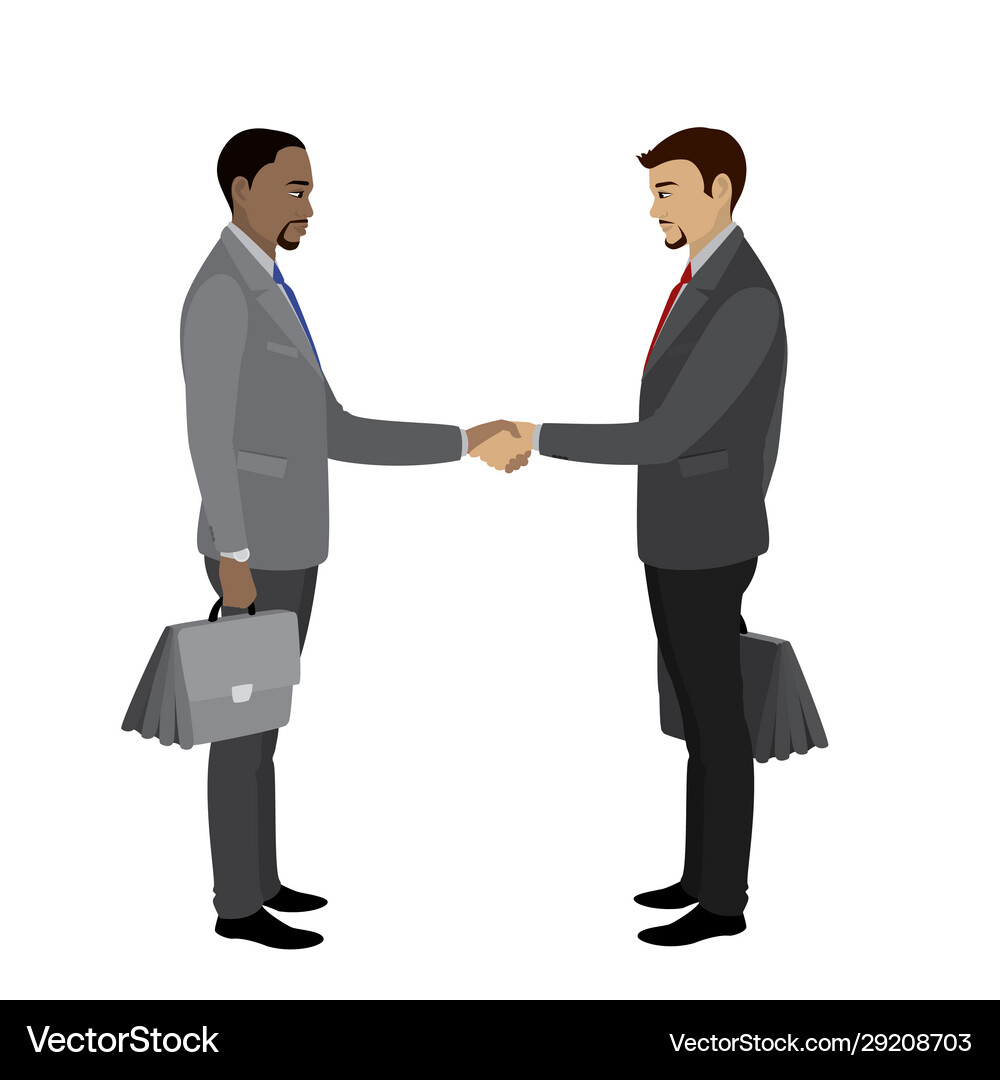 Cartoon businessmen shake hand Royalty Free Vector Image