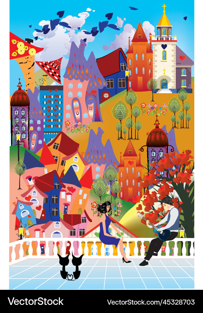 City of lovers Royalty Free Vector Image - VectorStock