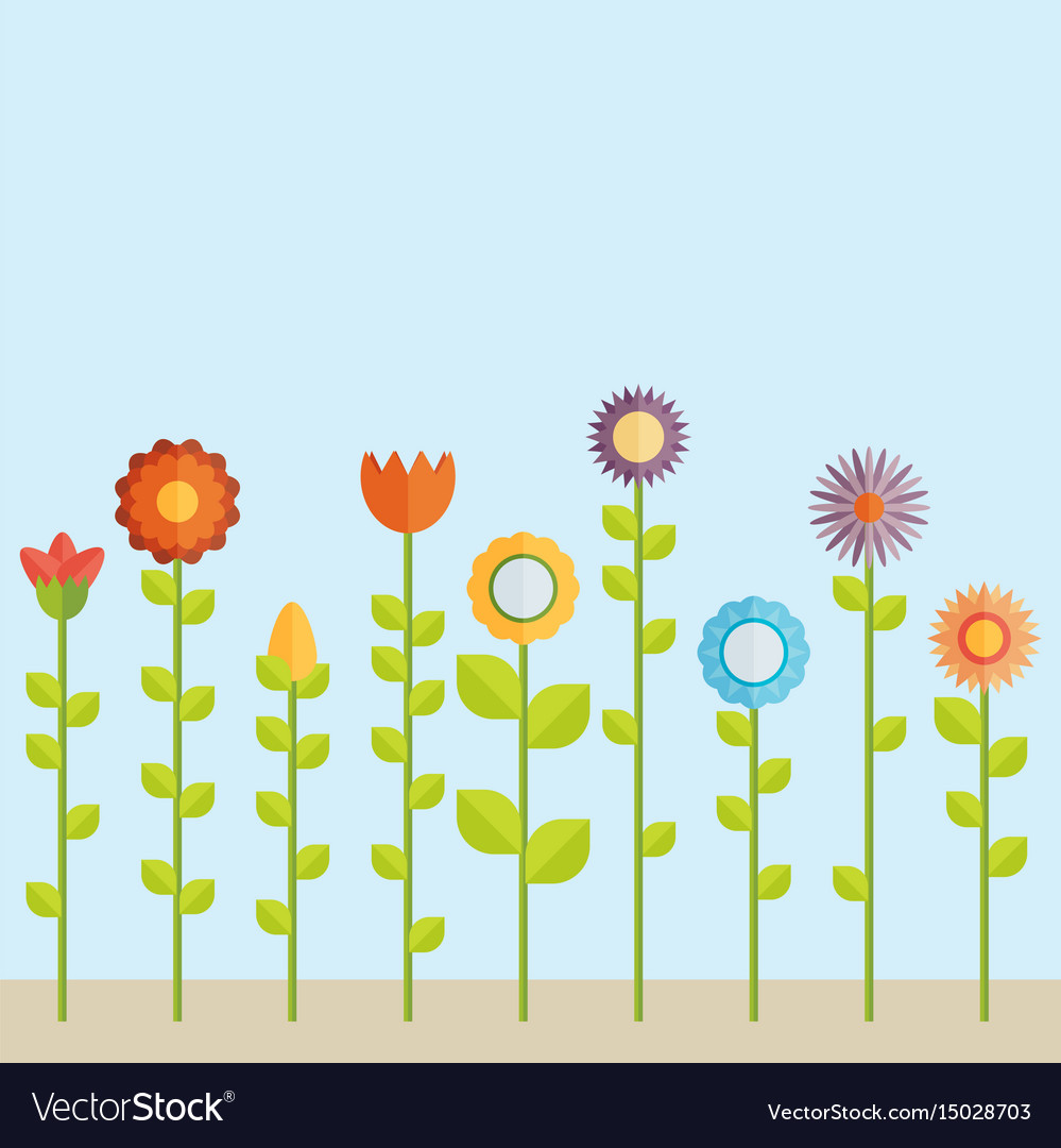 Colourful field of spring lowers Royalty Free Vector Image