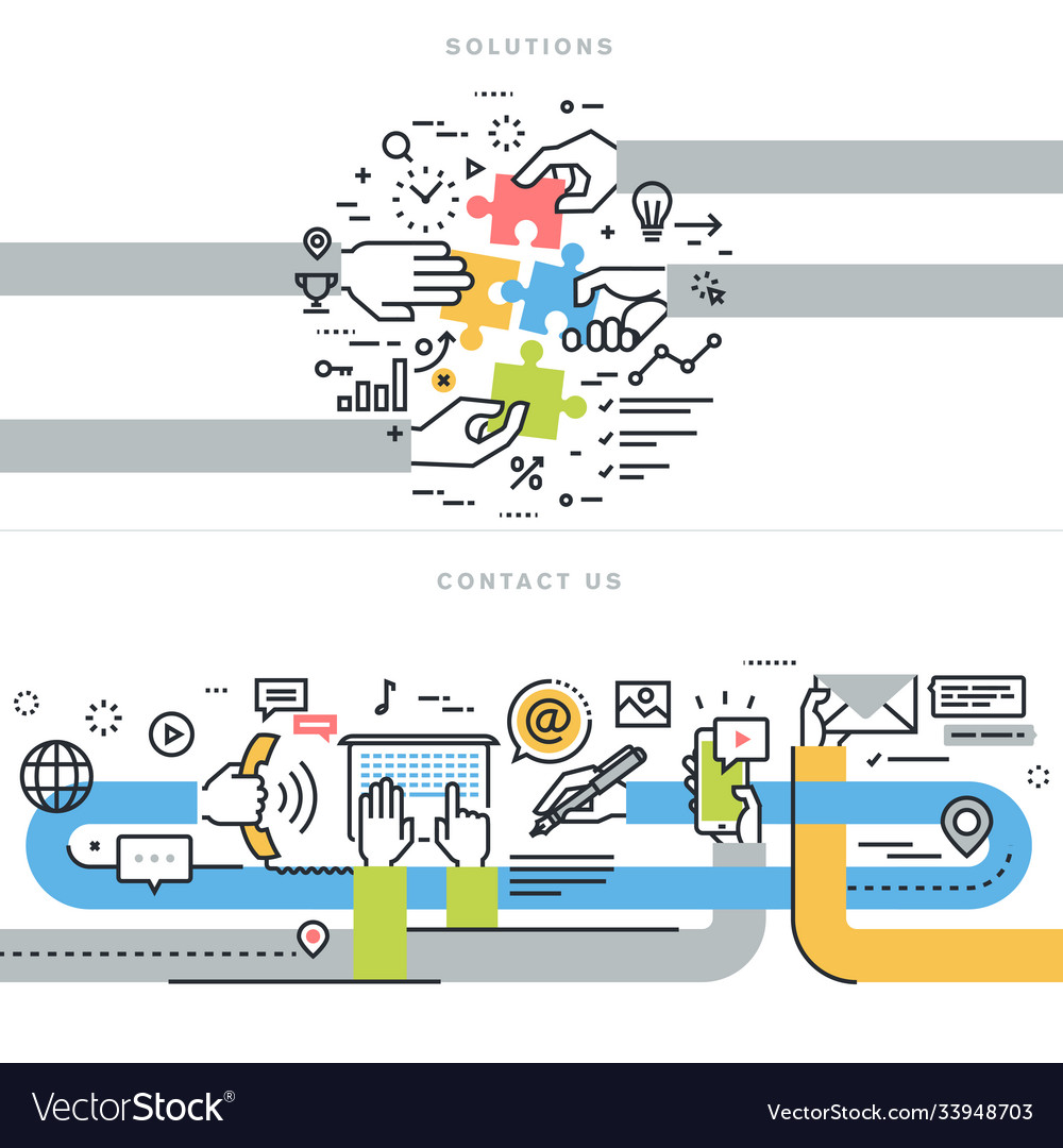 Flat line design concepts Royalty Free Vector Image