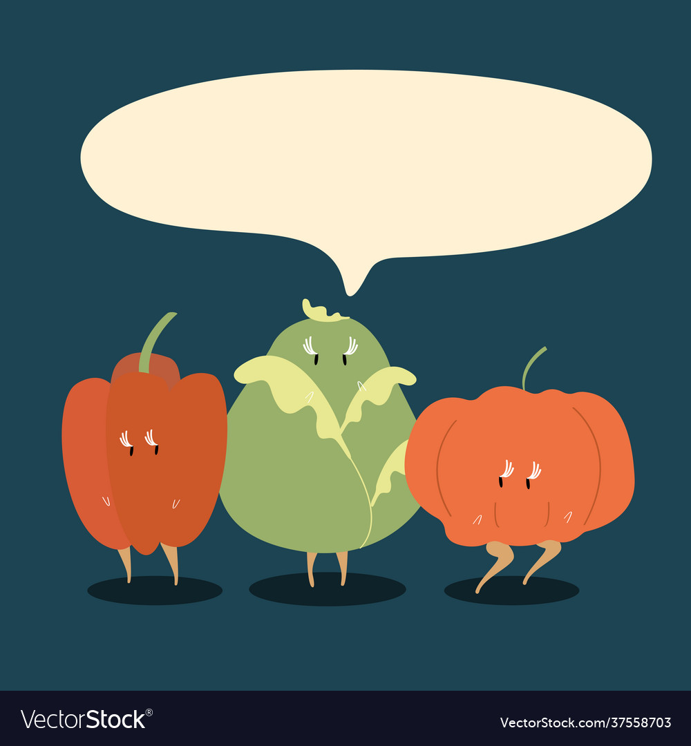 Fresh vegetable cartoon characters set Royalty Free Vector