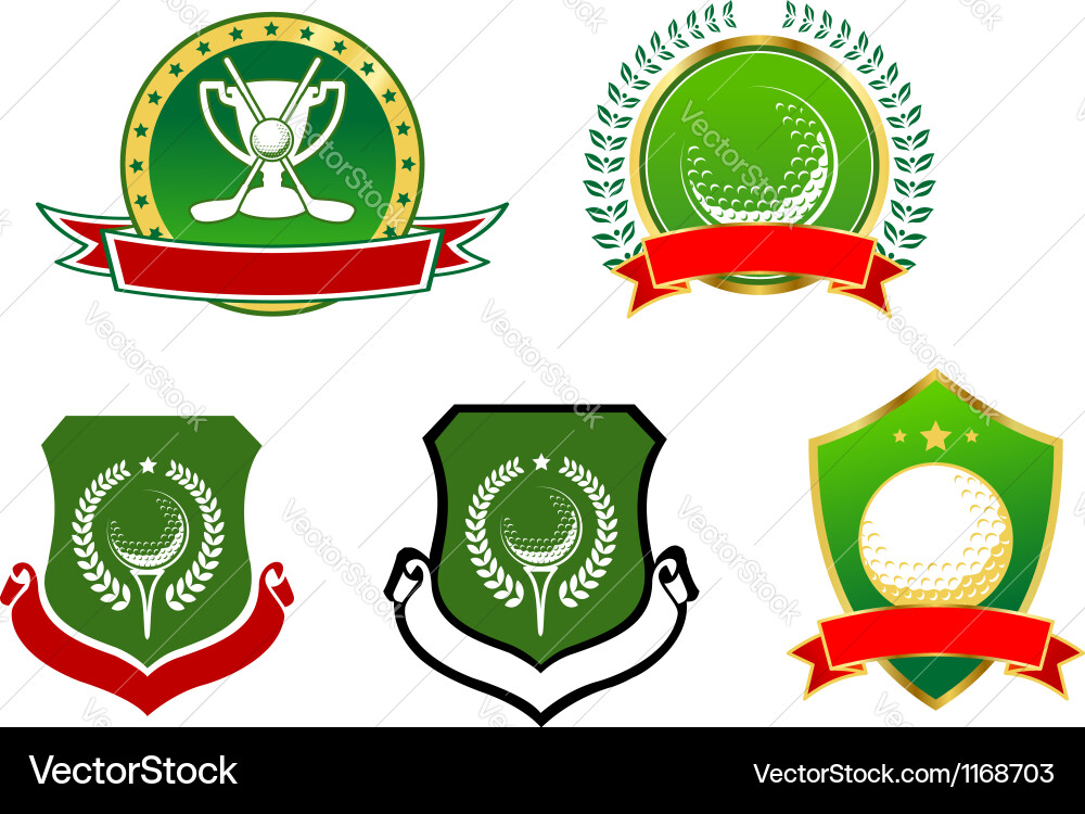 Golf sport icons emblems and signs Royalty Free Vector Image