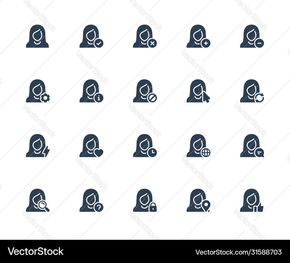 Icon set female user avatars for web account Vector Image