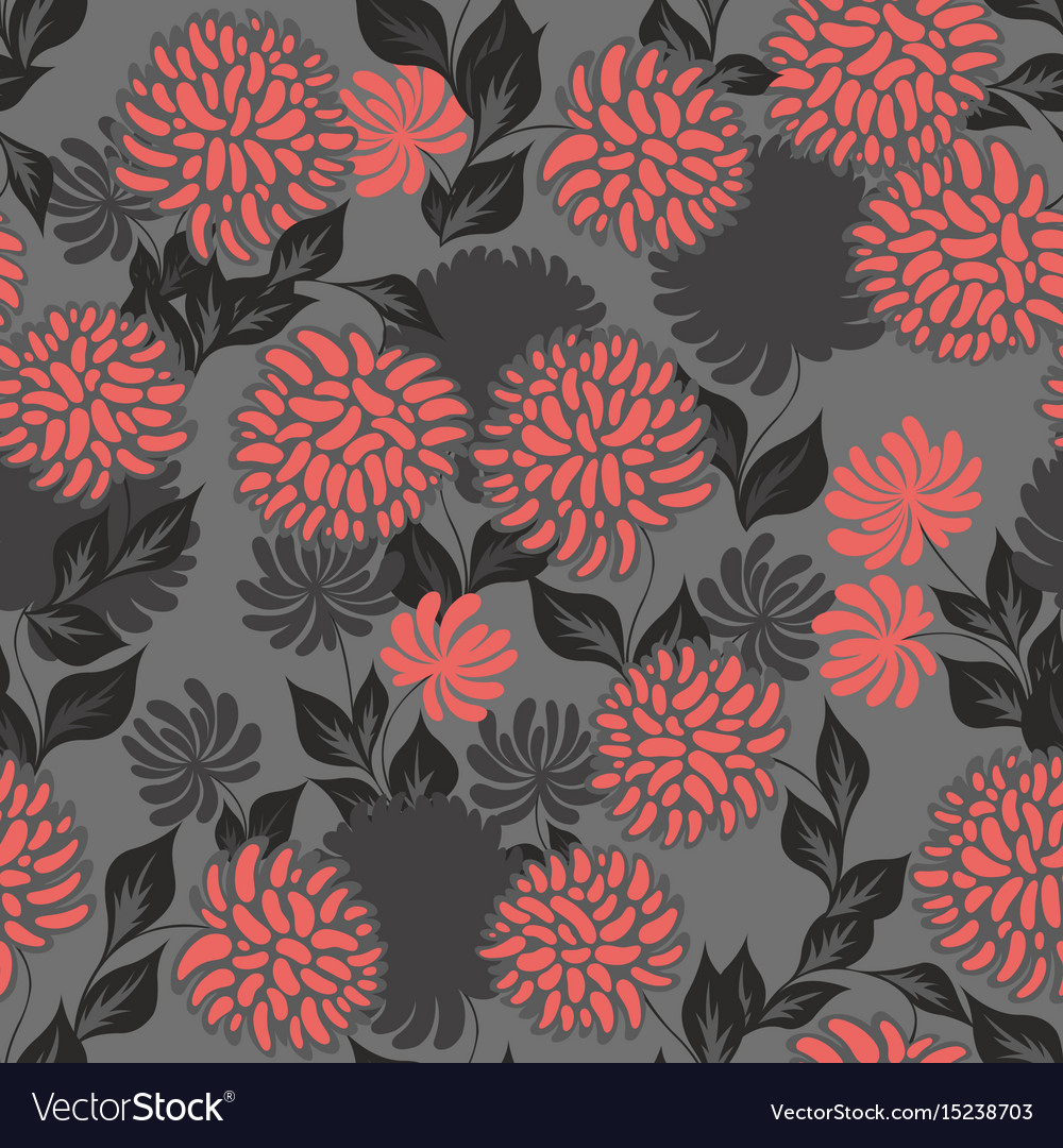 Seamless pattern with stylized flowers on a gray Vector Image