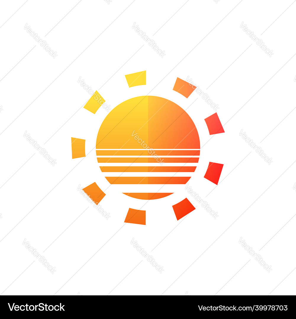 Sun modern icon sunny circle shape summer symbol Vector Image