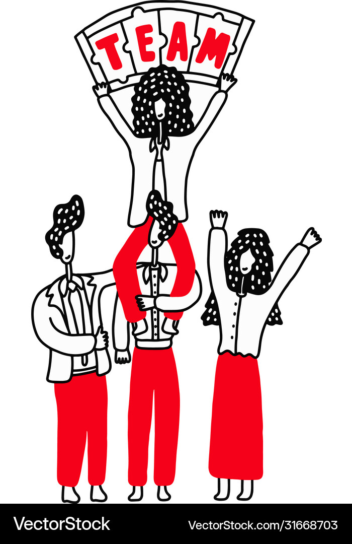 Team - flat design style red color on white Vector Image