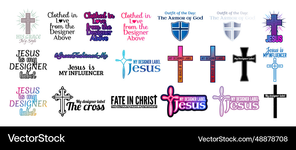 Christian tshirt design set Royalty Free Vector Image