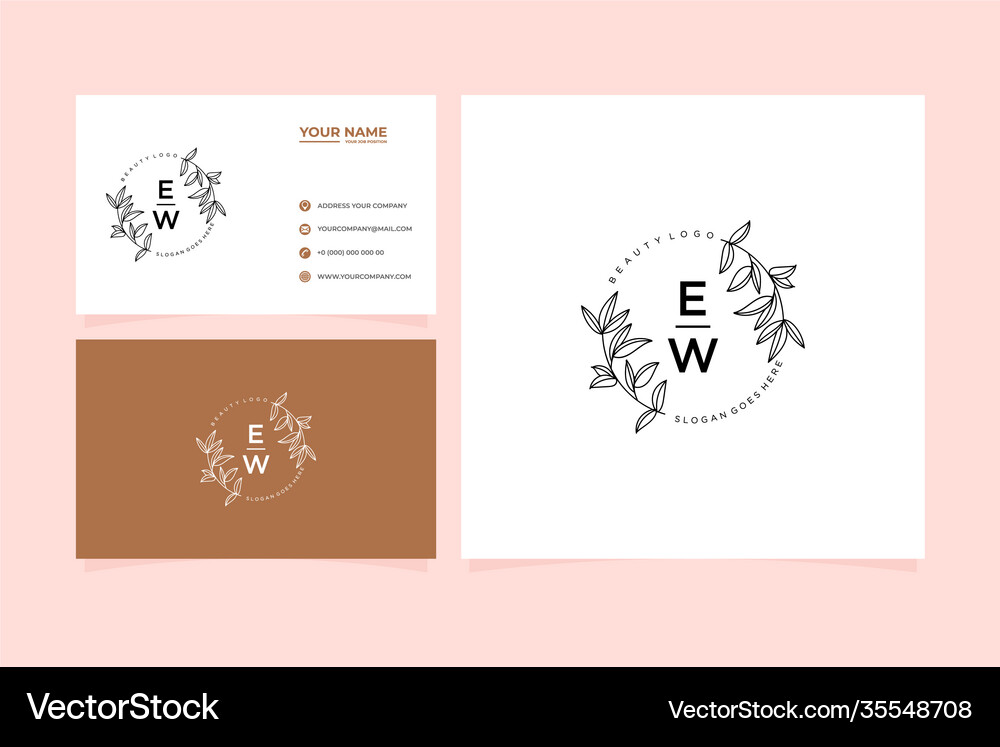 Initial ew letters beautiful floral feminine Vector Image