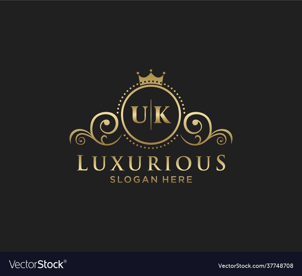 Initial uk letter royal luxury logo template Vector Image
